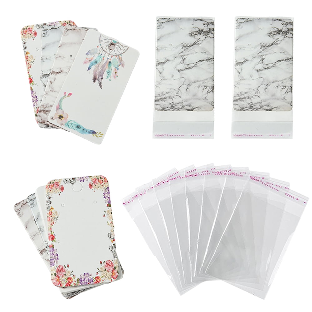 24Pcs 3 Colors Cardboard Earring Display Cards Rectangle with 24Pcs ...