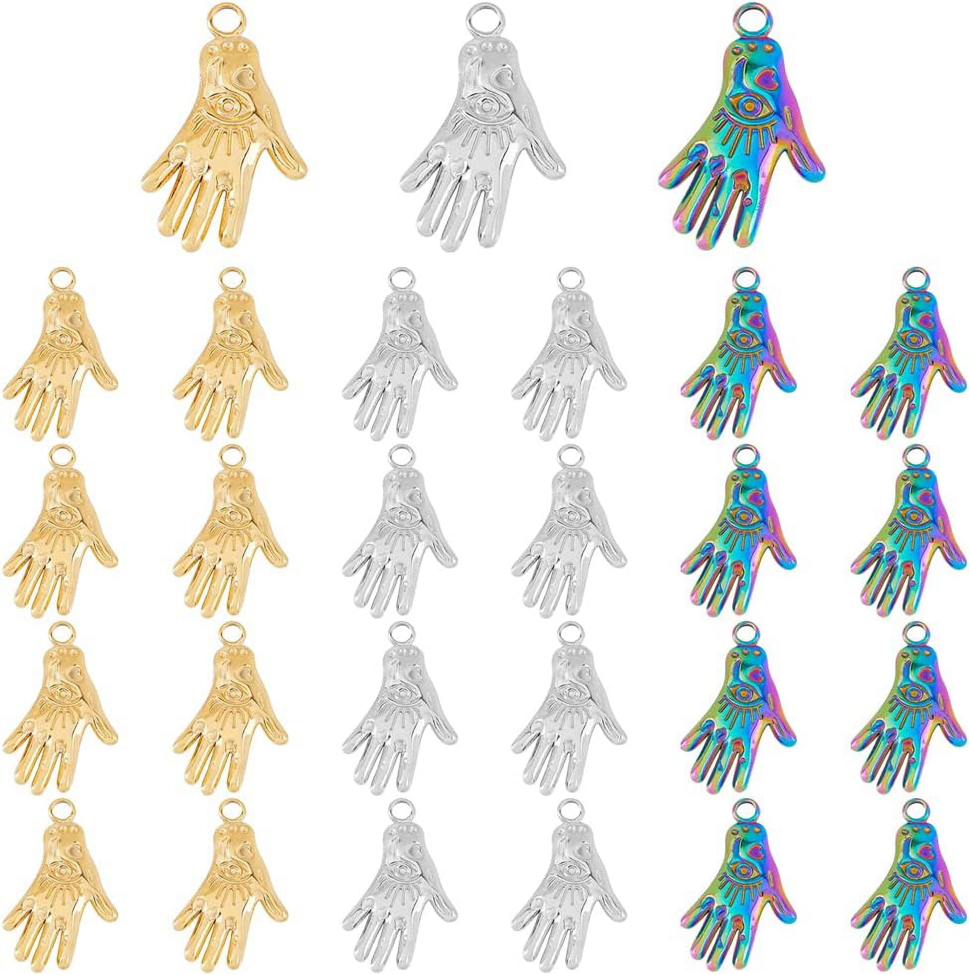 24Pcs 3 Colors Hand charms Stainless Steel Hand Charms Asymmetrical ...