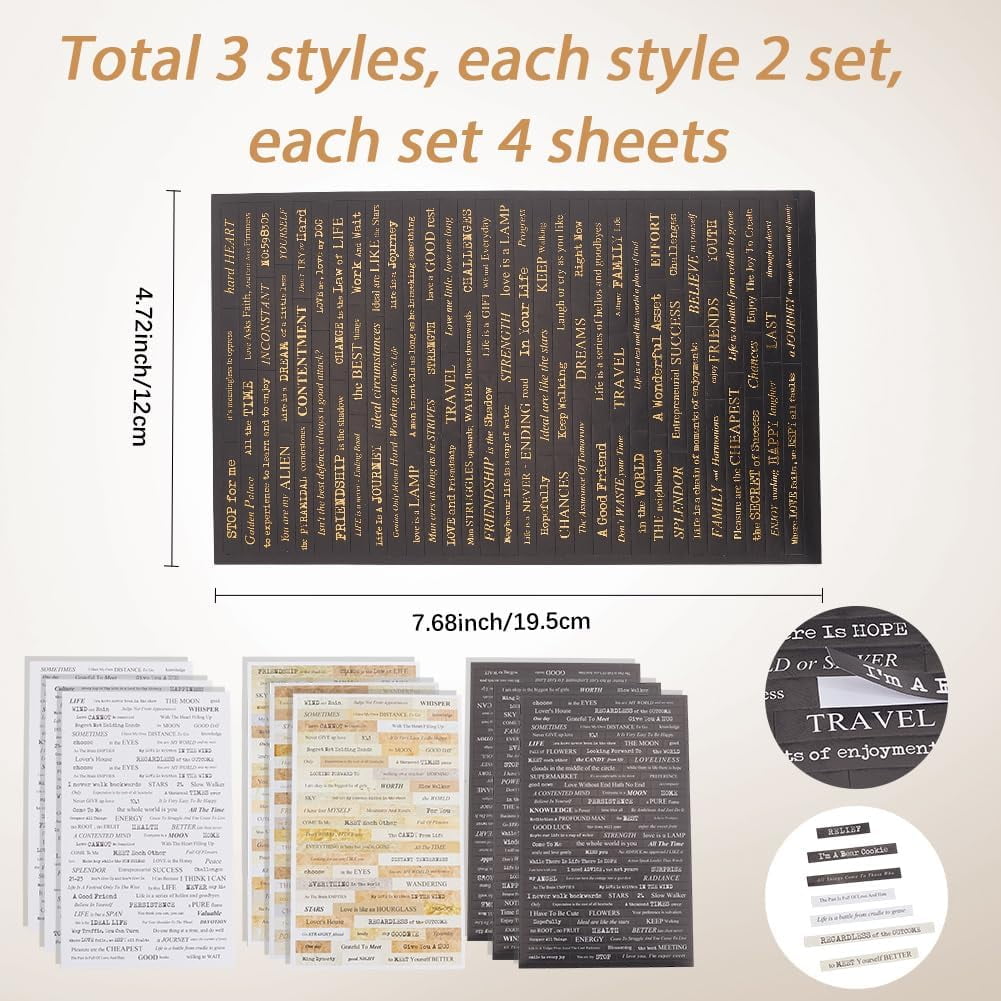 24Pcs 3 Colors Scrapbook Sayings Stickers White Word Stickers Paper ...
