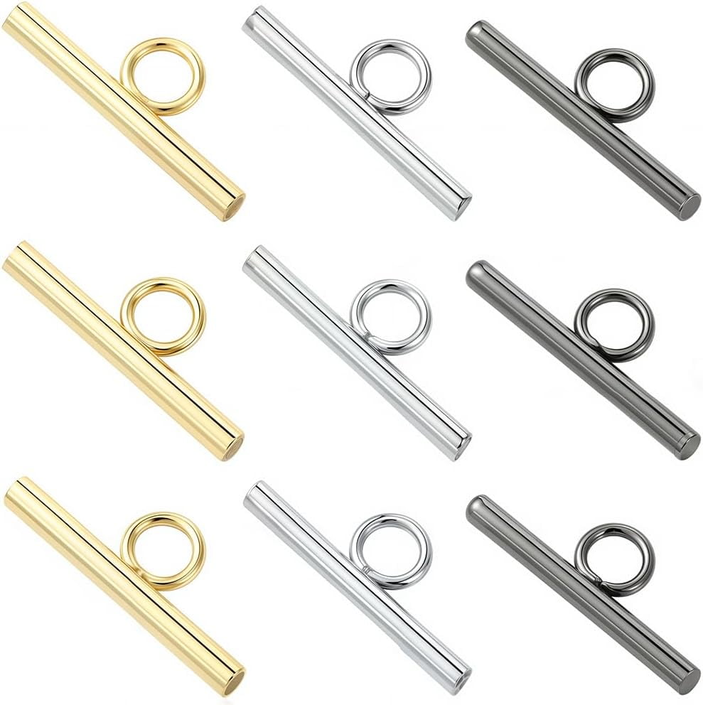 24Pcs 3 Colors Silver Toggle Clasp T Bar Jewelry Making Alloy Gold ...