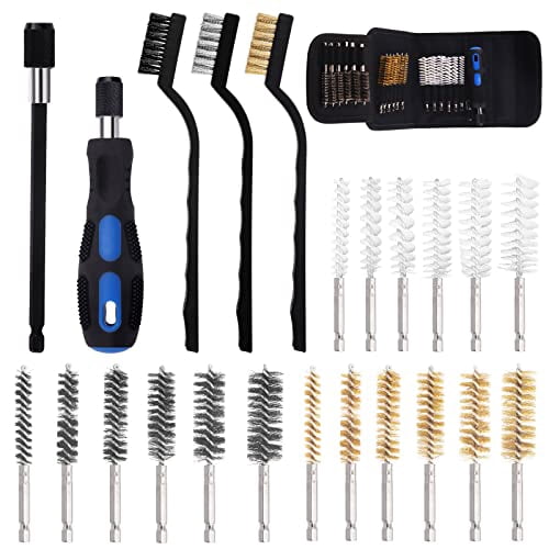 24Pcs 3 Materials 6 Sizes Bore Wire Brush with Wire Scatch Brush Kit ...