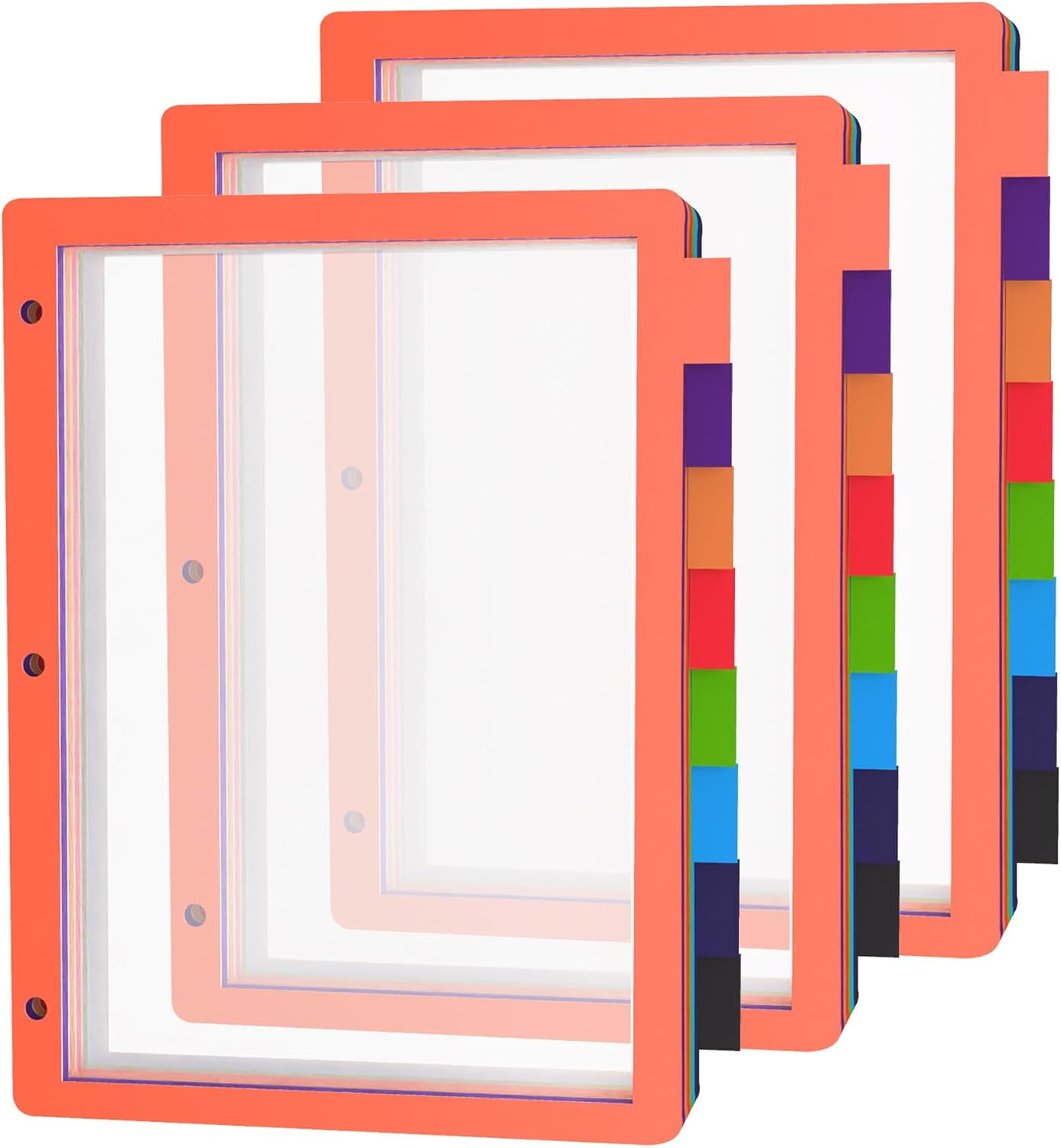 24Pcs/3 Set 8 Tab Dividers for 3 Ring Binder, 24 Pcs Clear Color 3 Ring ...