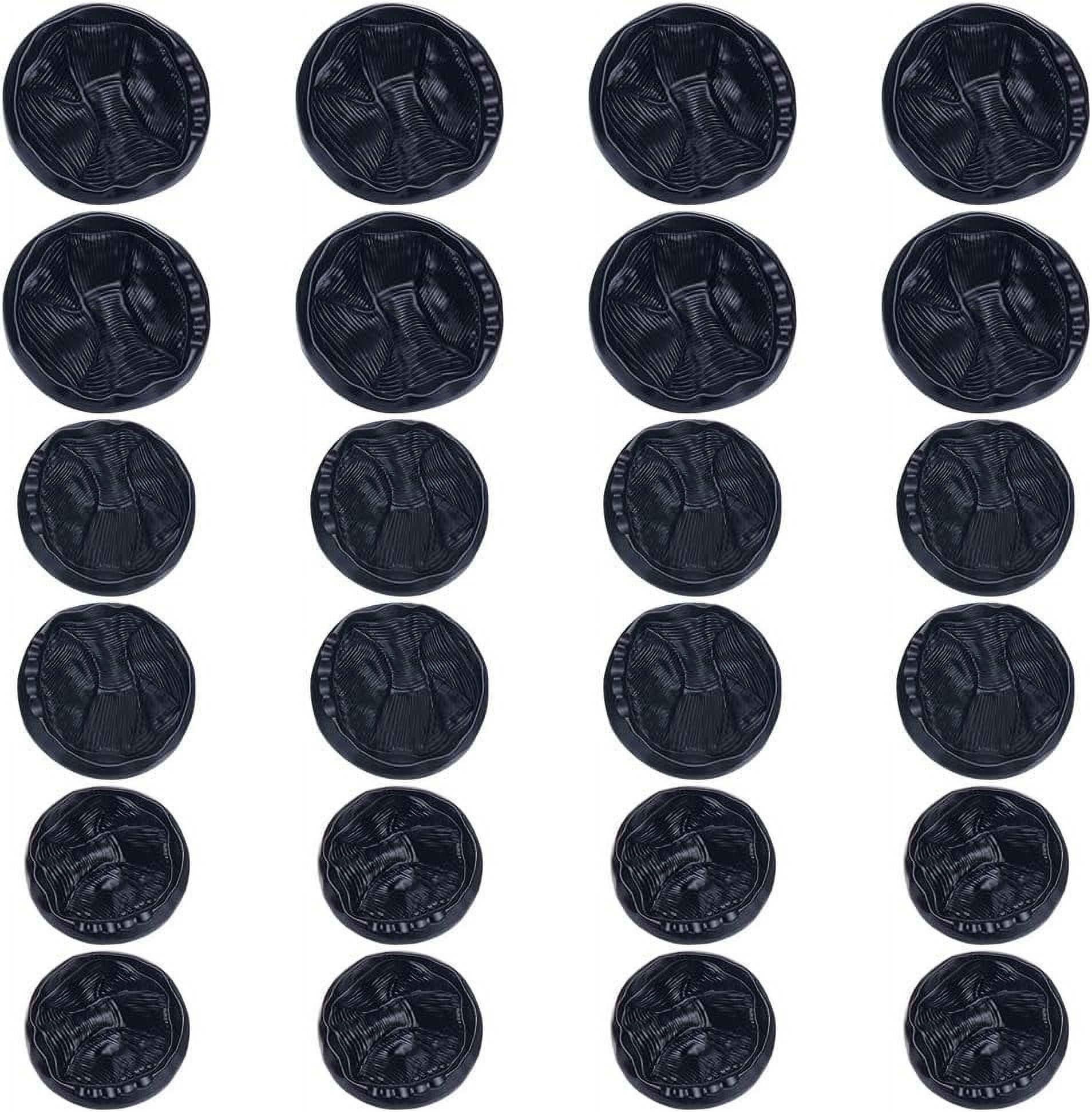 24Pcs 3 Size Black Elegant Button Antique Alloy Shank Metal Button ...