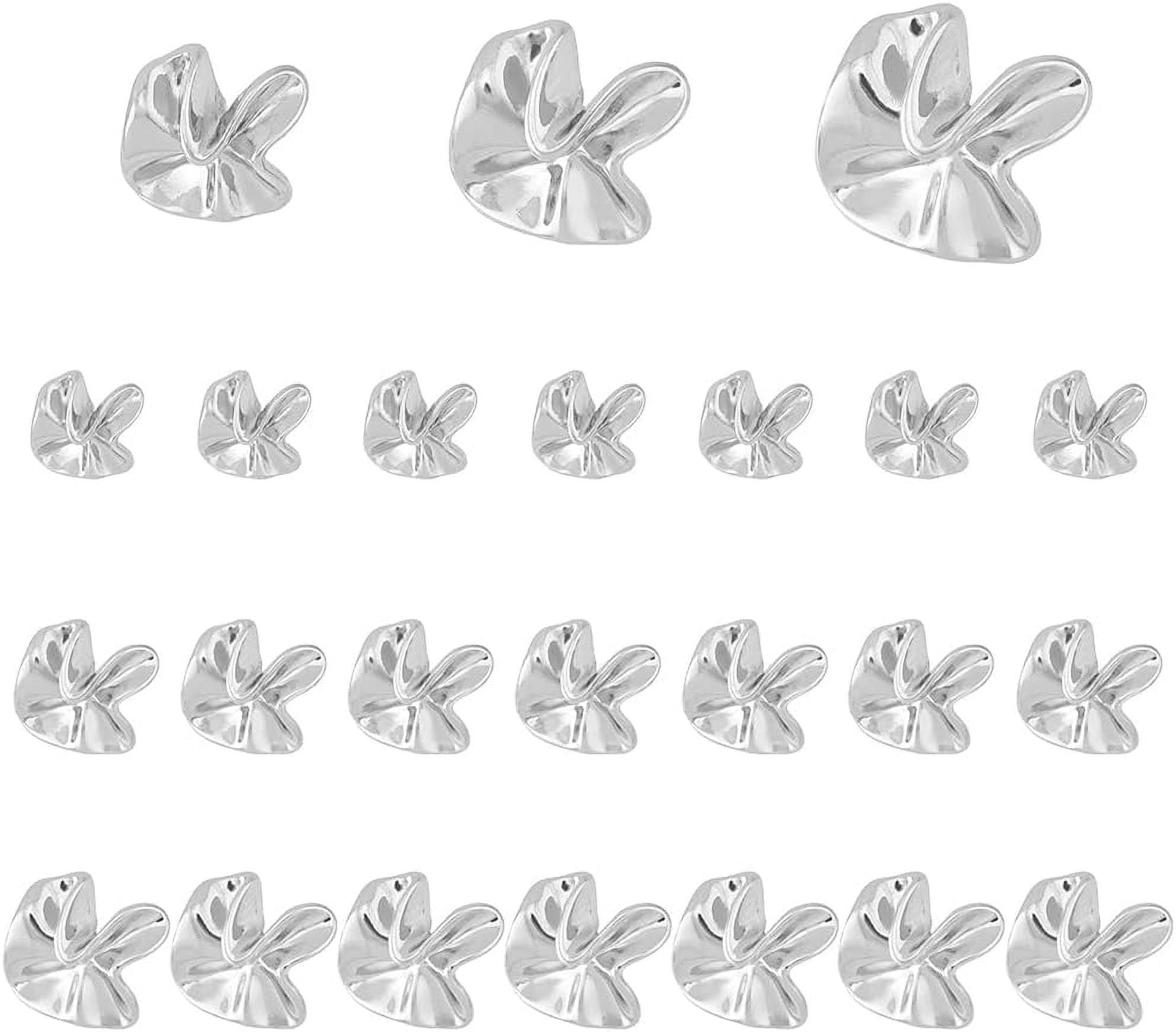24Pcs 3 Sizes Metal Buttons Silver Irregular Flower Buttons Zinc Alloy ...