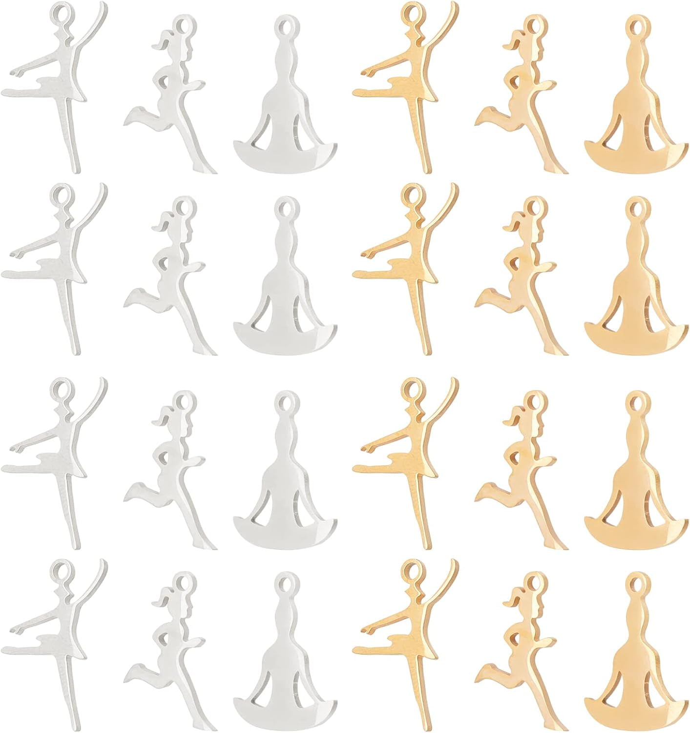 24Pcs 3 Style 2 Colors Stainless Steel Ballerina Charms Ballet Dancer ...