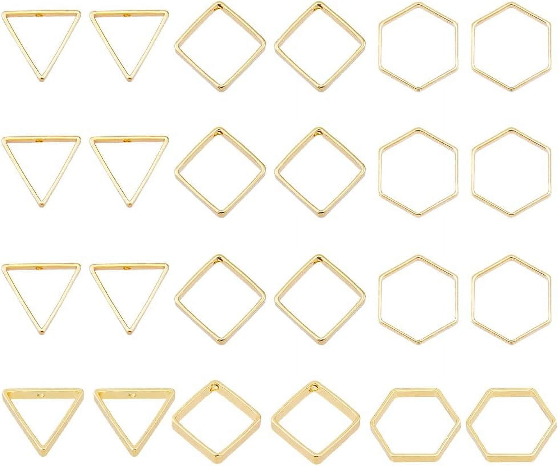 24Pcs 3 Style Brass Linking Ring & Rhombus & Triangle Real 18K Gold ...