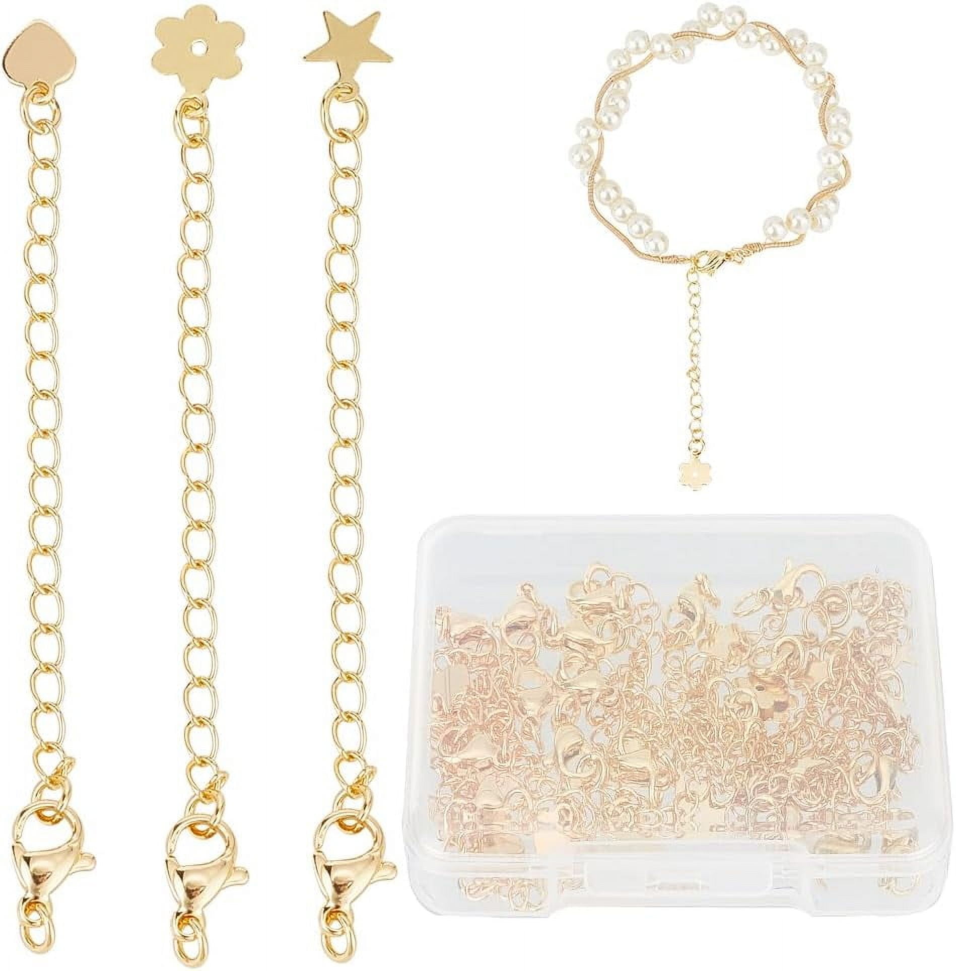 24Pcs 3 Style Necklace Extenders Chain 18K Gold Plated Brass Chain ...