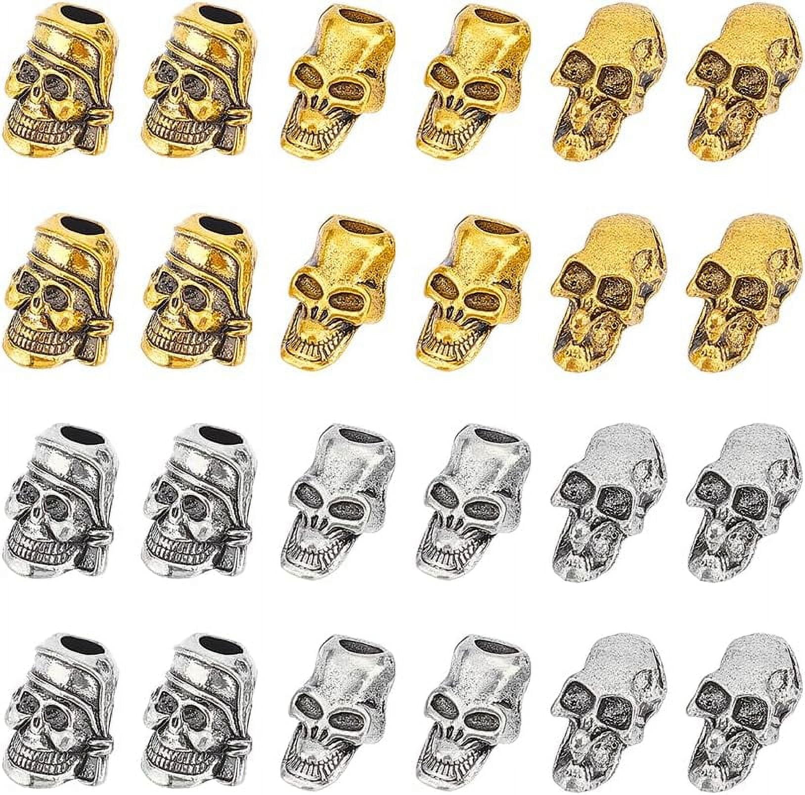 About 24Pcs 3 Styles 2 Colors Alloy Skull European Beads Outdoor EDC ...