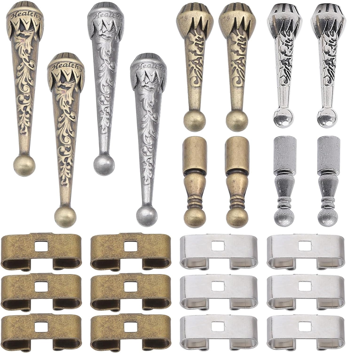 DIY 24Pcs 3 Styles Bolo Tie Tips Replacement End Caps Kit Vintage Bolo ...