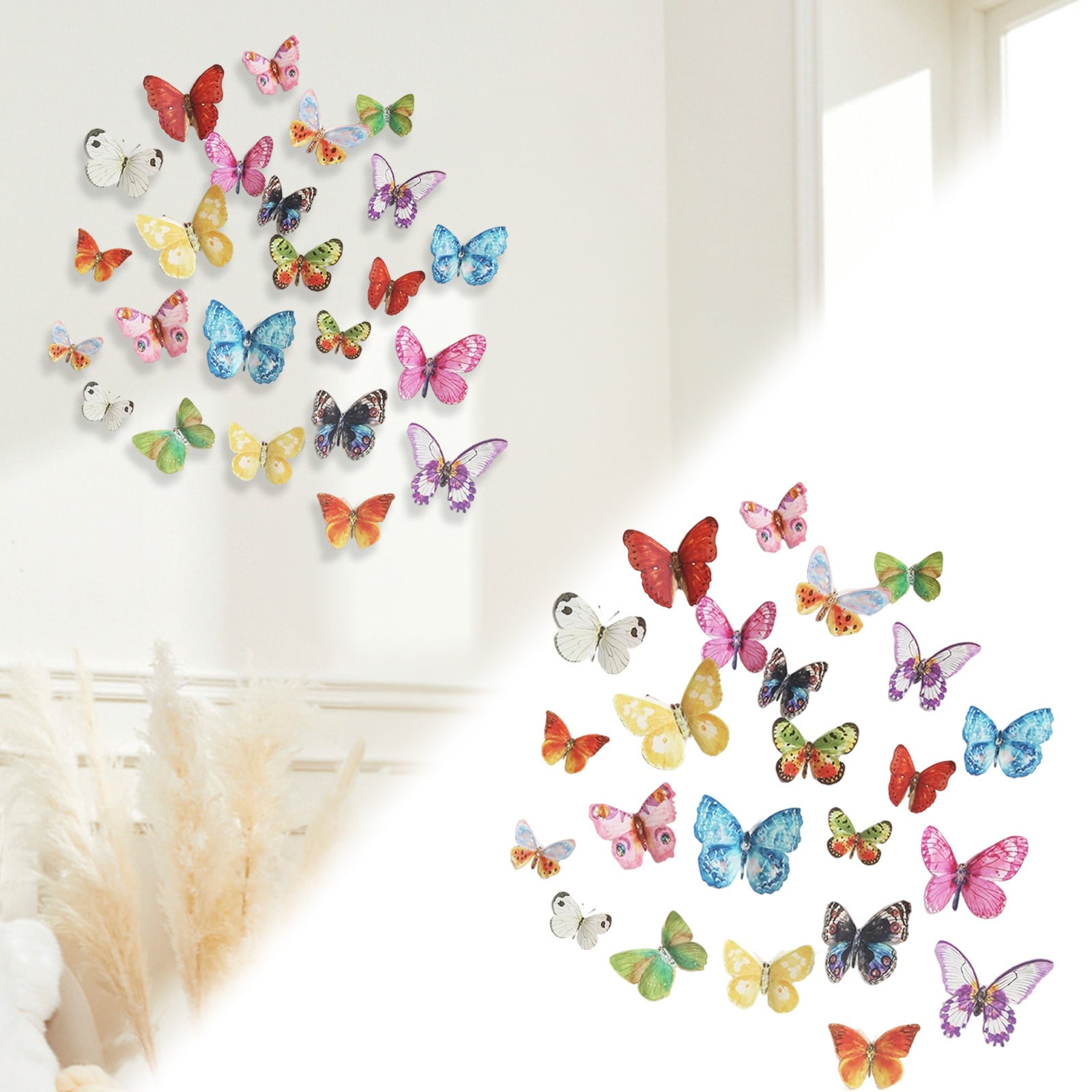 24Pcs 3D Lifelike Plastic Butterfly Wall Decals Set(10/8/6cm),Magnetic ...