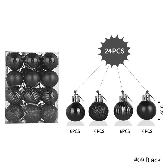 24Pcs 3cm Christmas Tree Decoration Balls Xmas Ornaments Ball Glitter ...