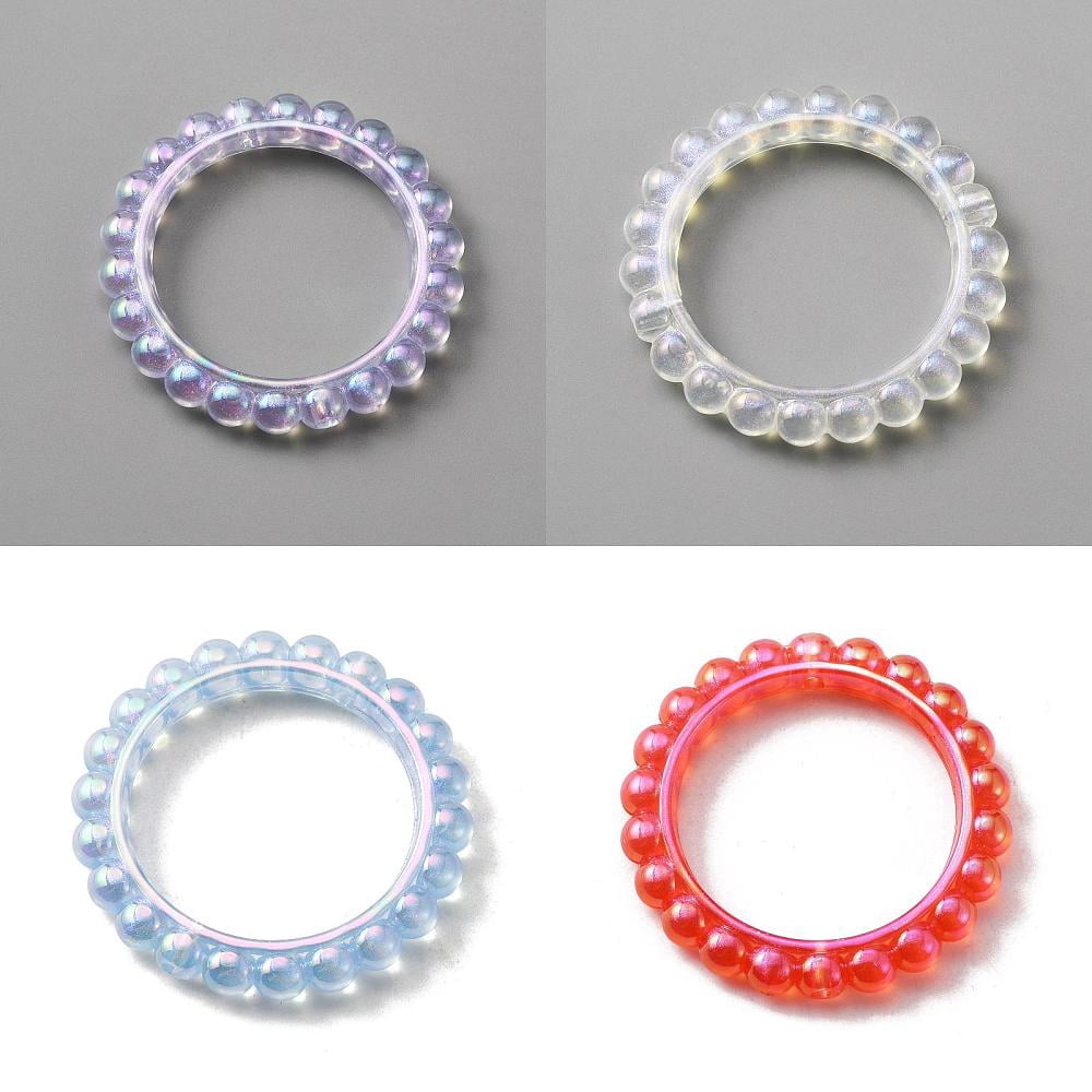 24Pcs 4 Colors Acrylic Bead Frame Round Ring Mixed Color 42.5x5mm Hole ...