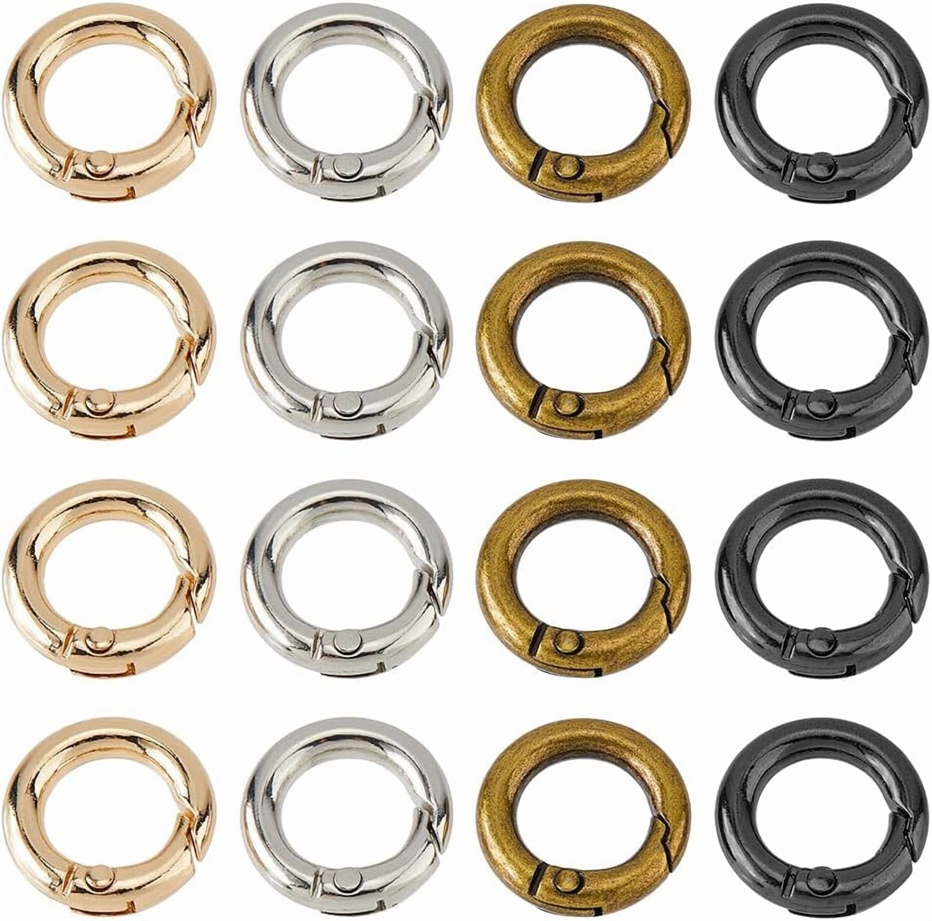 24Pcs 4 Colors Small Spring O Ring 20mm Round Snap Clip Key Rings Mini ...