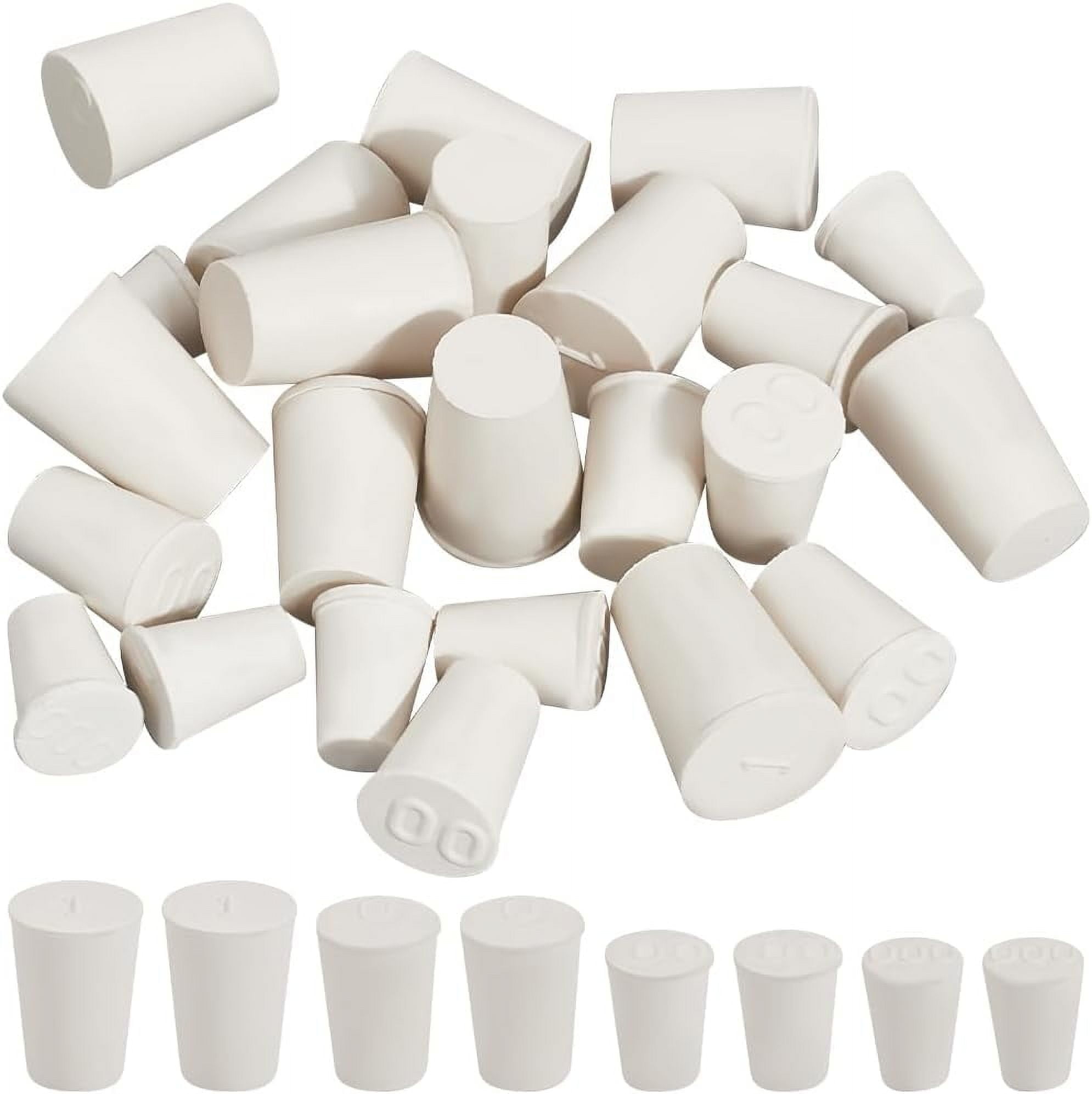 24Pcs 4 Sizes Rubber Stopper Bung White Silicone Tapered Stoppers Plug ...