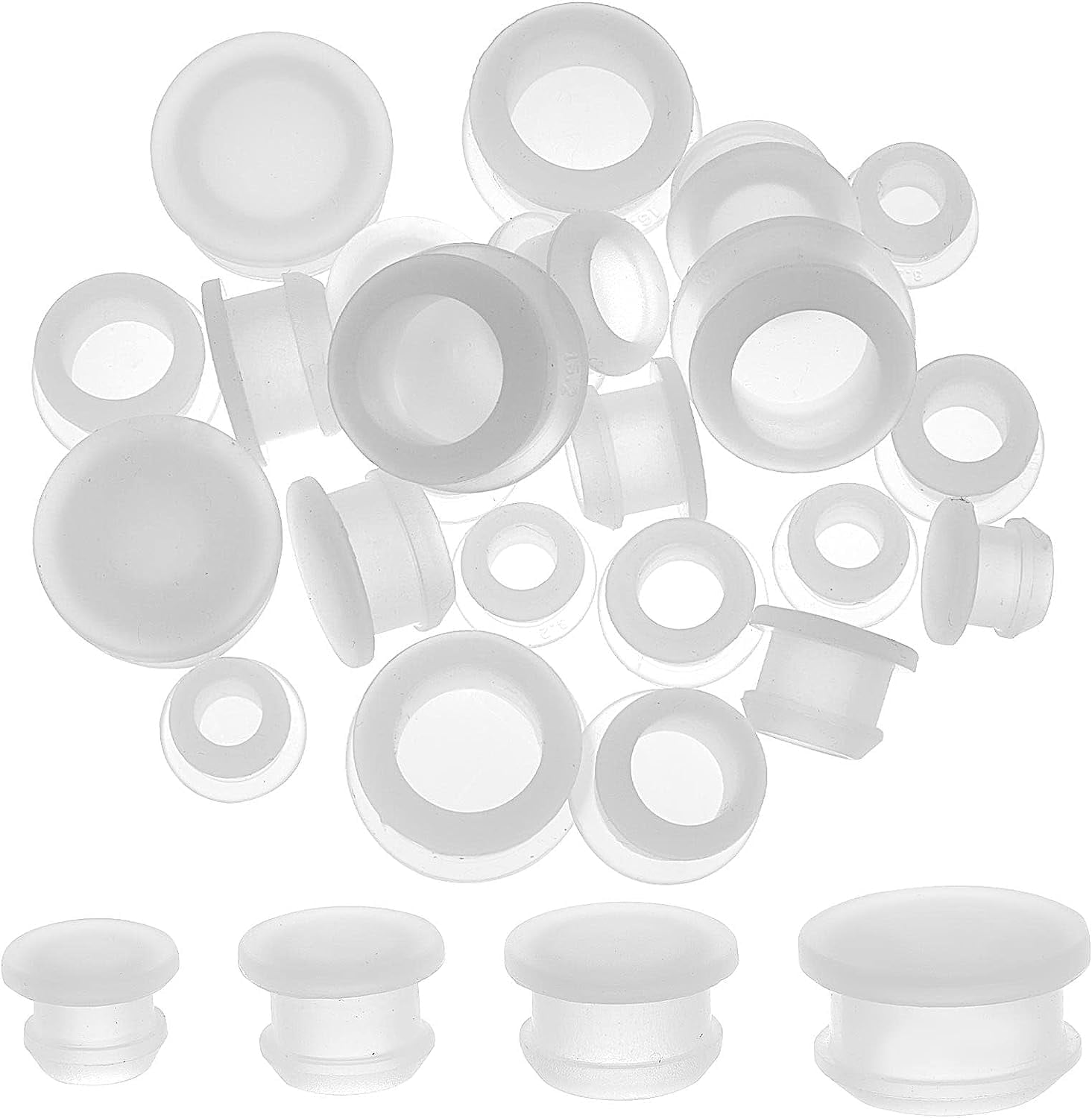 24Pcs 4 Sizes Silicone Stoppers for Salt and Pepper Shakers 1/2 5/8 3/8 ...