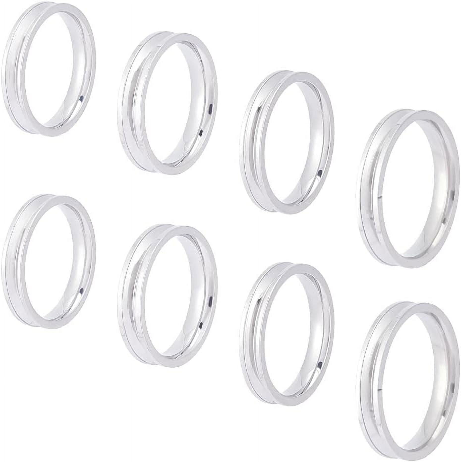 24Pcs 4 Sizes Stainless Steel Ring Blank Settings Round Groove Ring ...