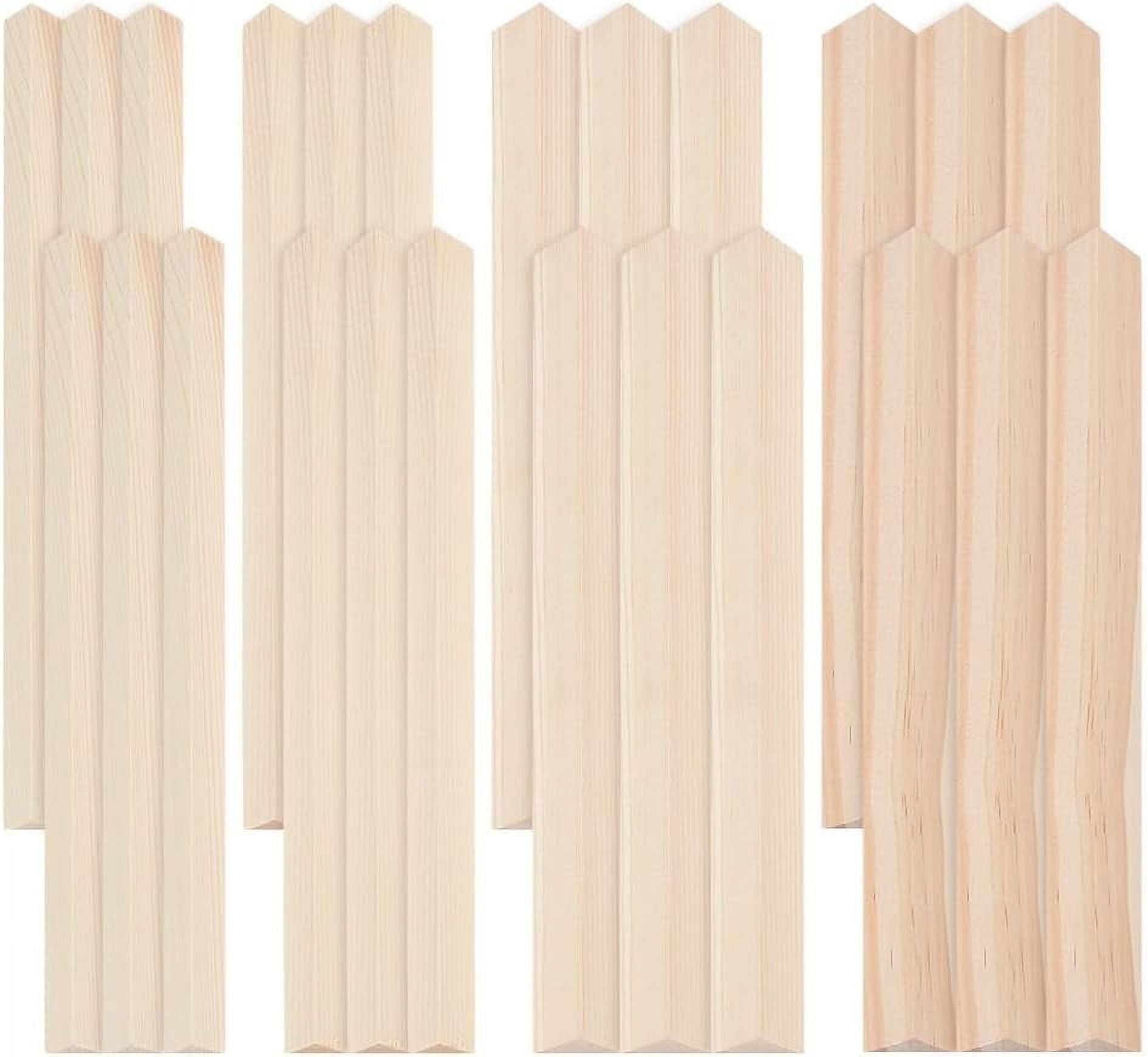 24Pcs 4 Sizes Triangle Wood Stick 7.9 Inch Long Unfinished Wooden Dowel ...