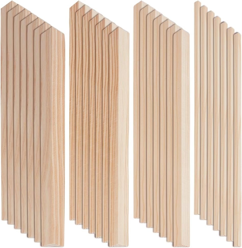 24Pcs 4 Sizes Triangle Wood Sticks 9.8 Inch Long Unfinished Wooden ...