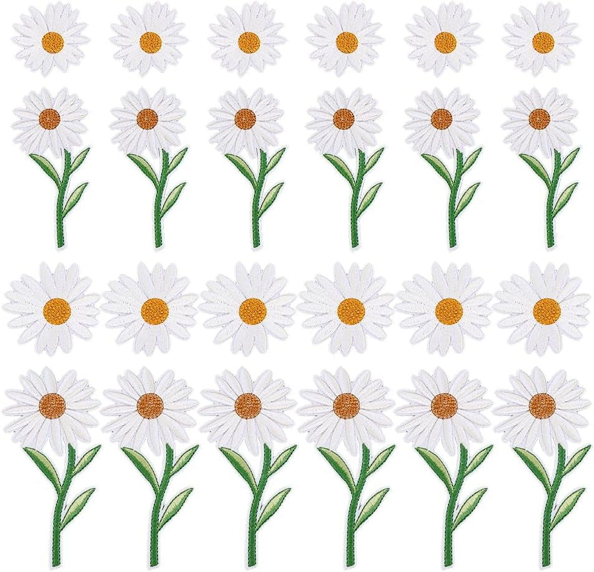 24Pcs 4 Styles Embroidered Daisy Iron on Patches White Daisy Patches ...