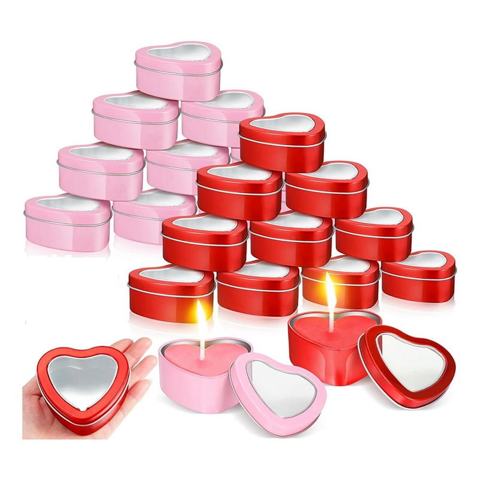 24Pcs 4Oz Heart Shaped Metal Tins, Empty Tea Light Mold Heart Shaped ...
