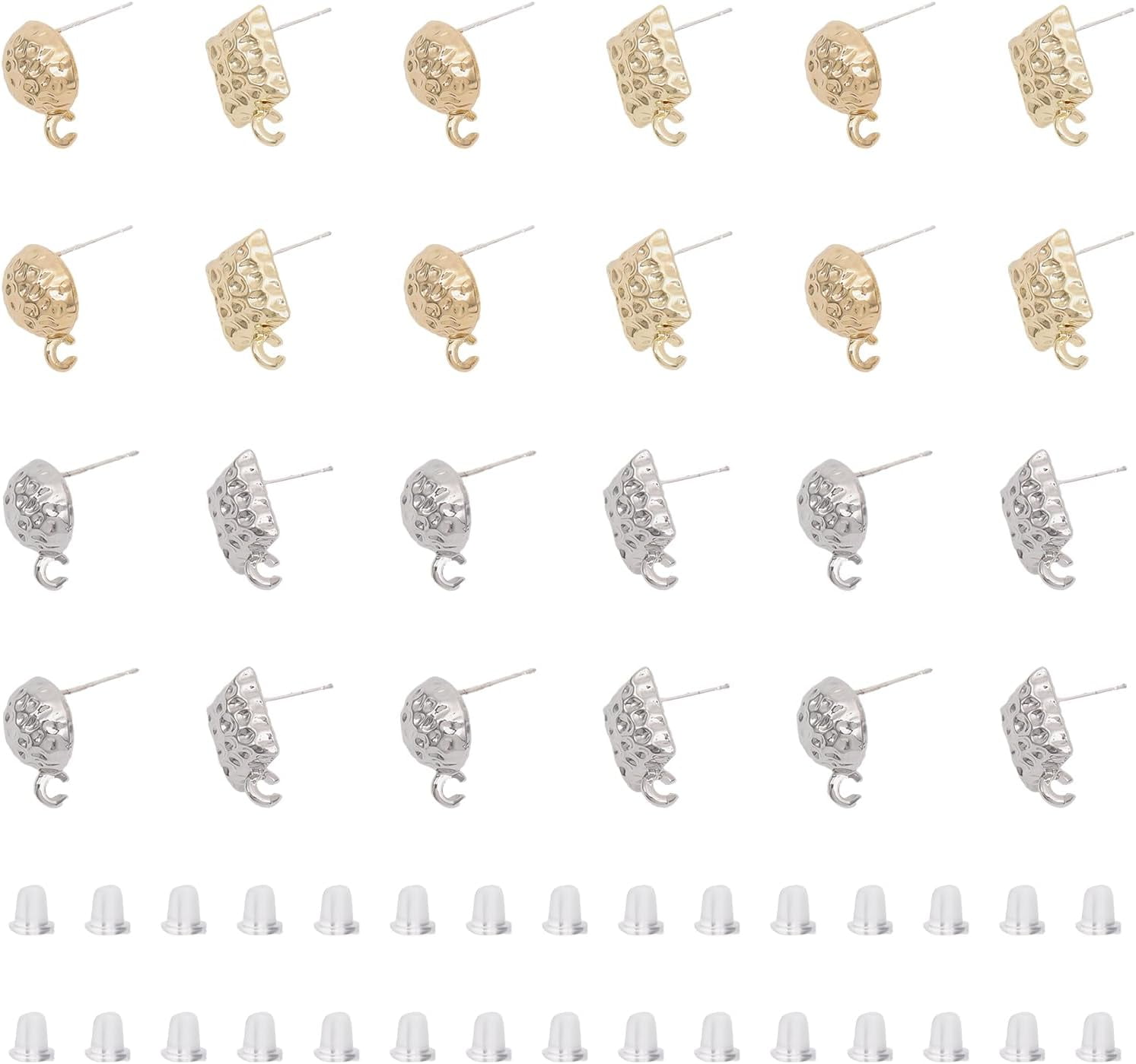 24Pcs 4Styles Alloy Stud Earring Findings Rack Plating with 925 ...