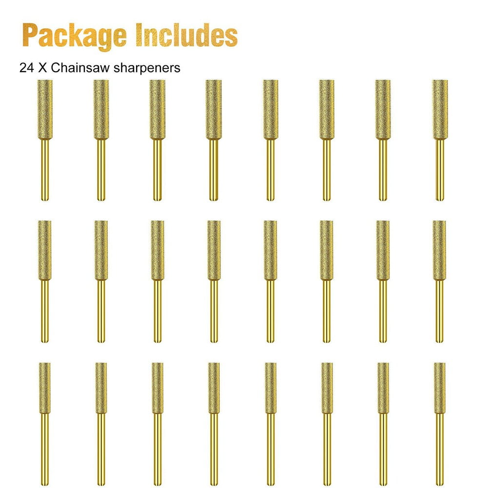 24Pcs 5/32" 7/32" Diamond Chainsaw Sharpener Burr Grinding Stone File 1 ...