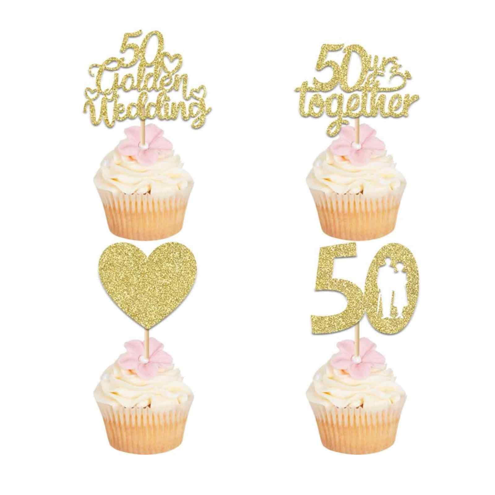 24Pcs 50Th Wedding Anniversary Cake Topper - Walmart.com