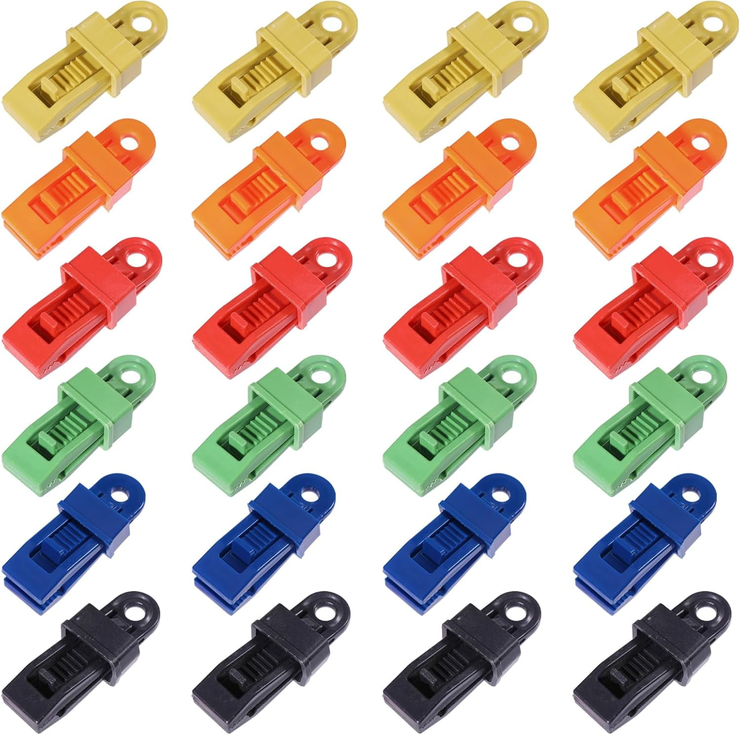 24Pcs 6 Color Tarp Clips Heavy Duty Lock Grip Adjustable Tent Clips for ...