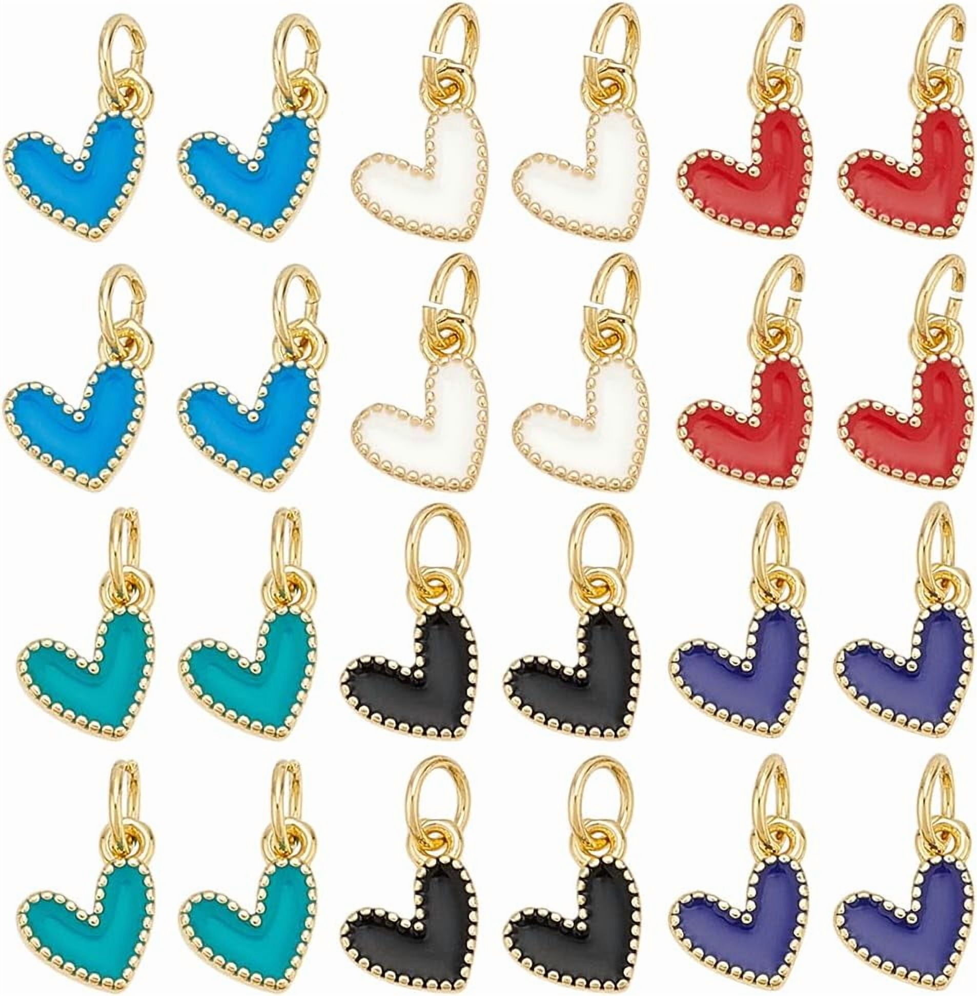 24Pcs 6 Colors Heart Enamel Charms 9mm Mini Heart Pendants with Jump ...