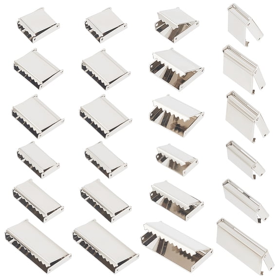 24Pcs 6 Size Zinc Alloy Ribbon Crimp Ends Slider Folding Claw Ribbon ...