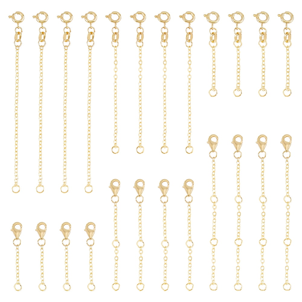 24Pcs 6 Style Brass Cable Chain Extender End Chains with Spring Ring ...