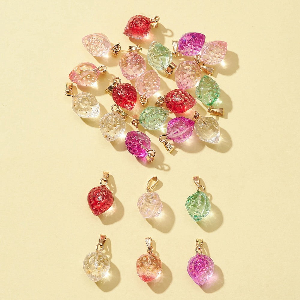 24Pcs 6 Style Transparent Spray Painted Glass Pendants with Golden ...
