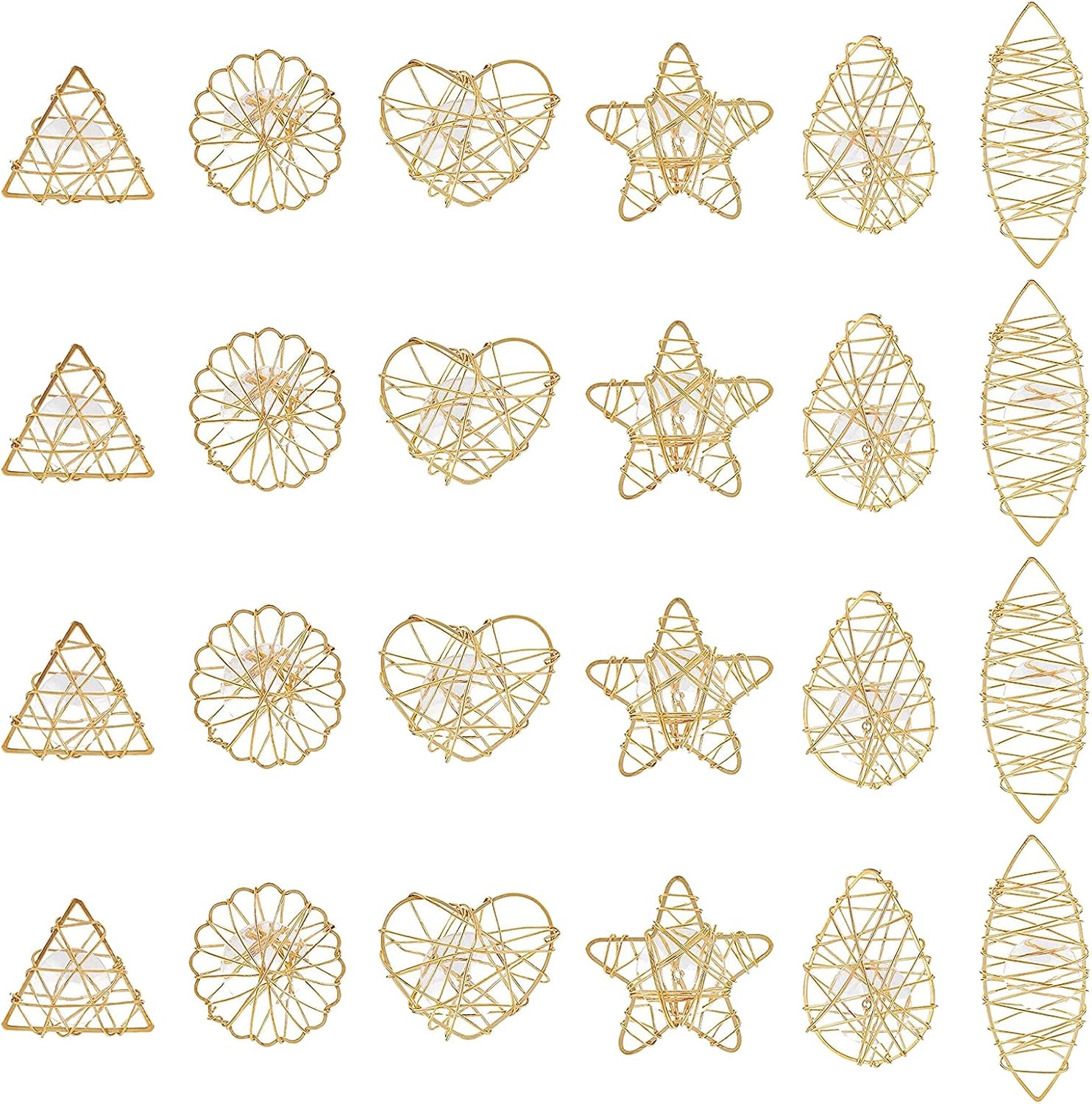 24Pcs 6 Styles Golden Spiral Bead Cages Pendants with Glass Beads ...