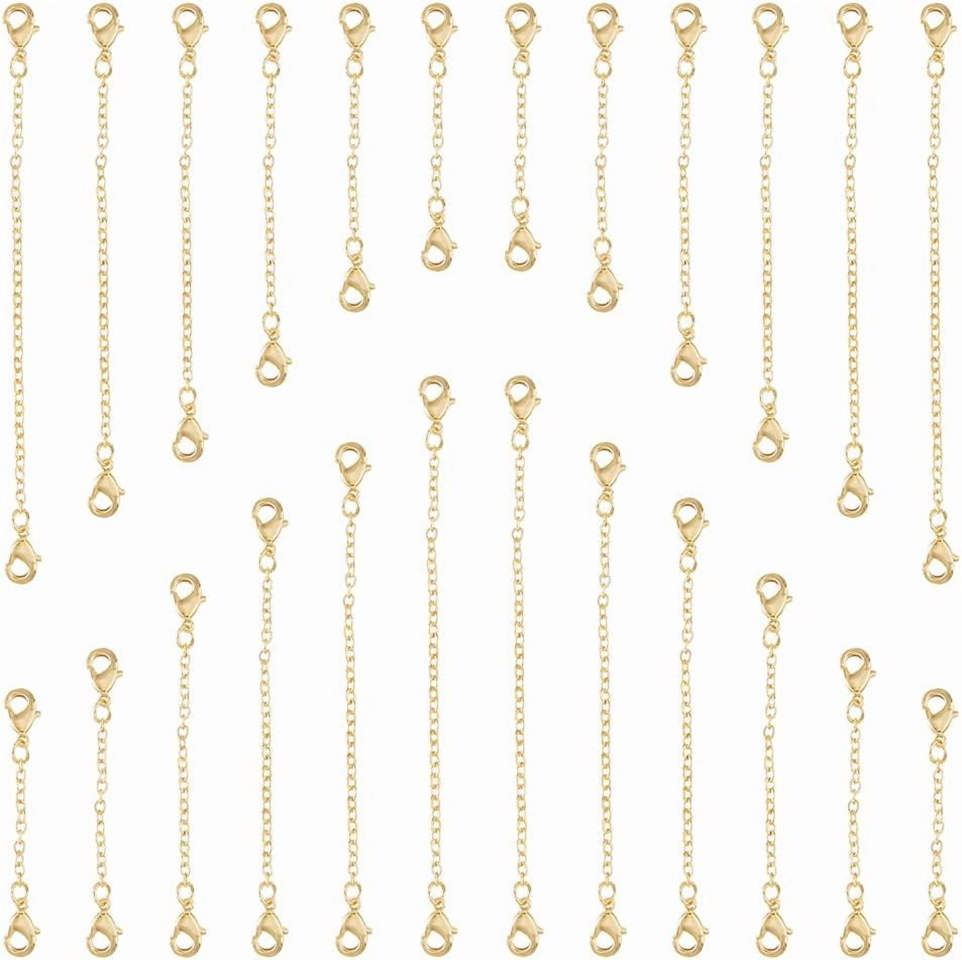 24Pcs 6 Styles Necklace Extenders Real 18K Gold Plated Jewelry ...