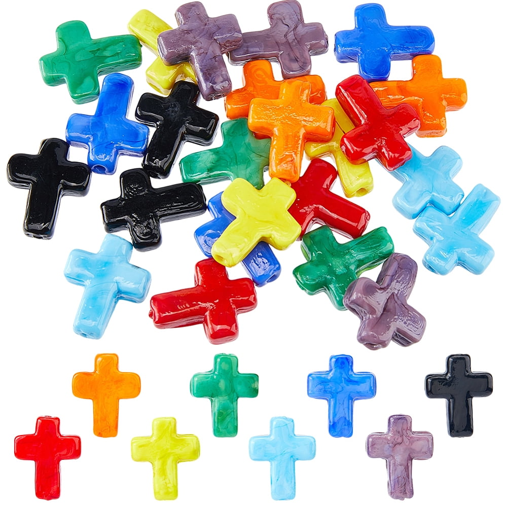 24Pcs 8 Colors Handmade Lampwork Beads Mixed Color 24-26x20-20.5x6-7 ...