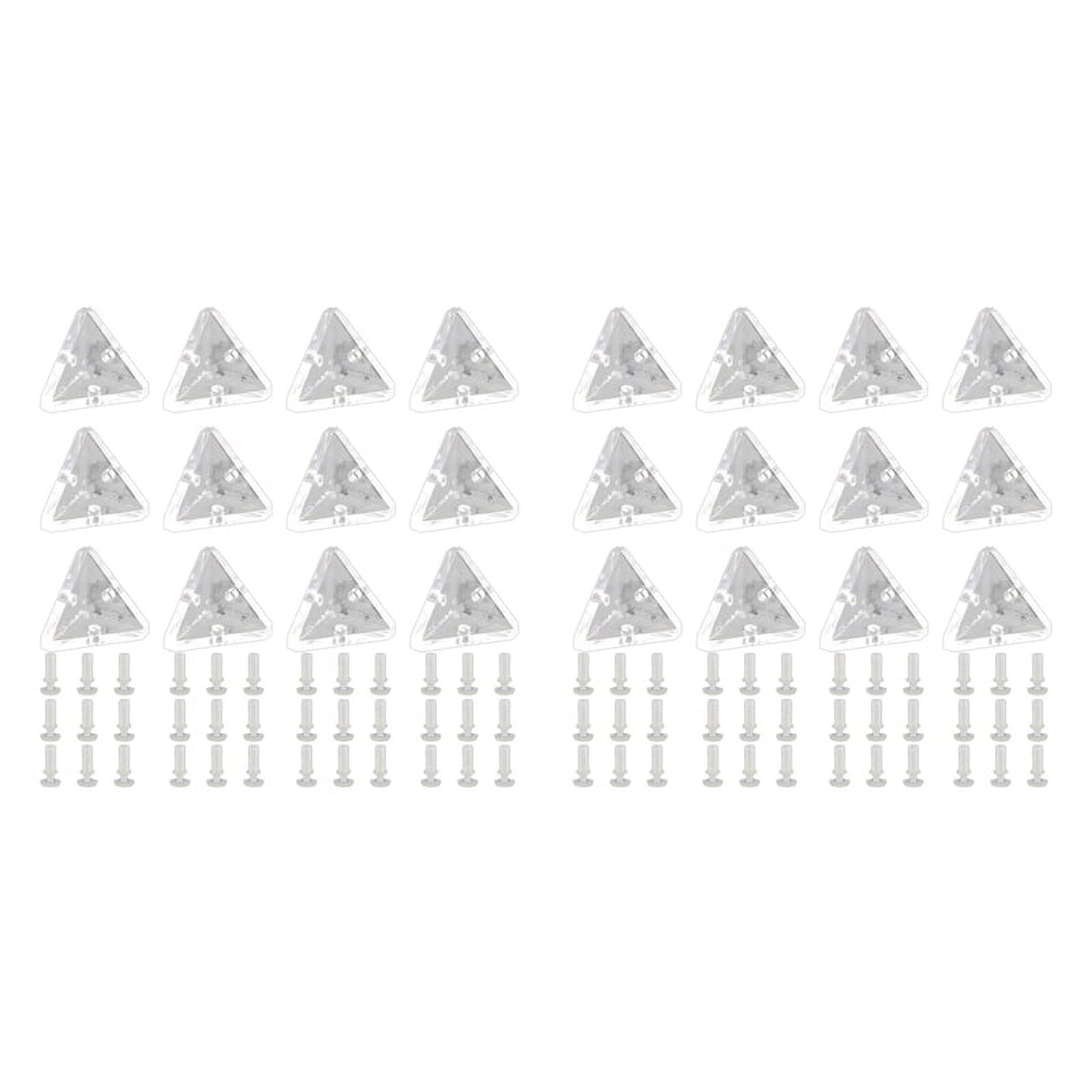 24Pcs Acrylic Corner Brackets with Semitransparent Screws Clear 3-Hole ...