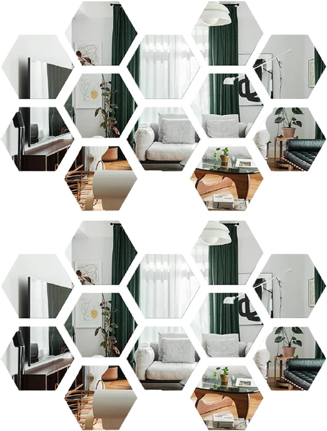 24Pcs Acrylic Hexagon Mirror Wall Sticker Self Adhesive Self Adhesive ...
