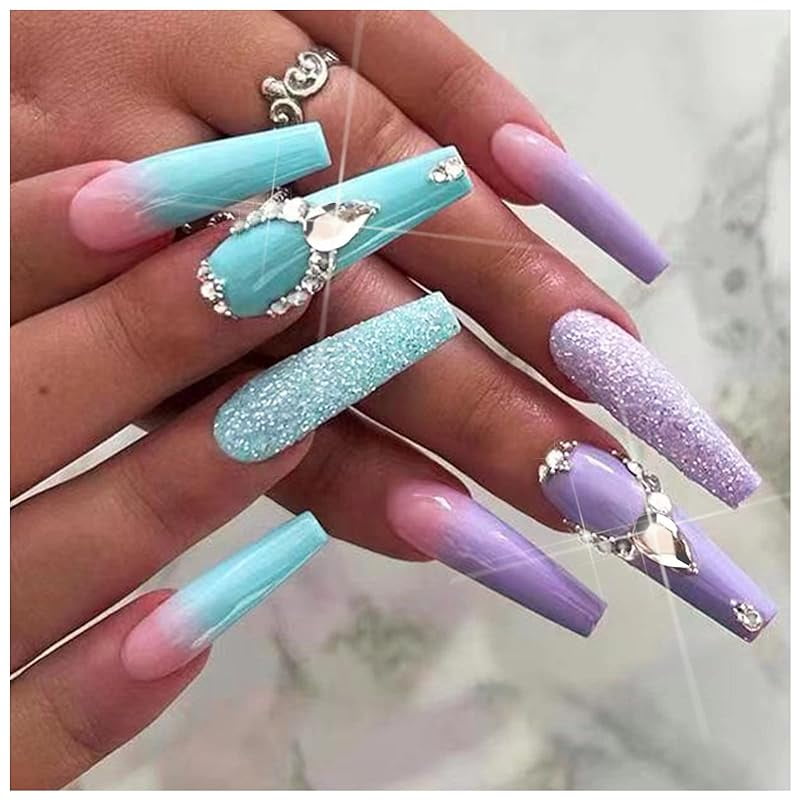24Pcs Almond Press on Nails Short Round Fake Nails Chrome Gloss False ...
