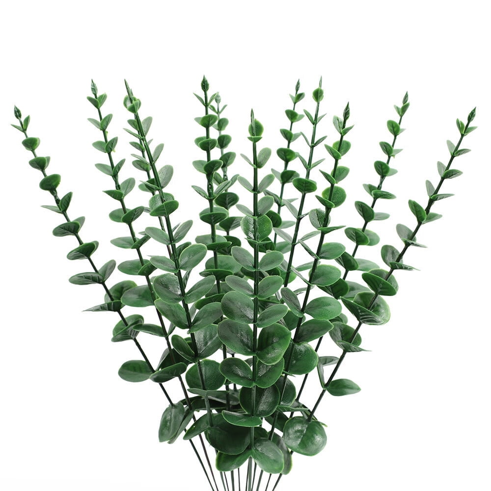 24Pcs Artificial Eucalyptus Leaves Stems Faux Greenery Flower Branches ...