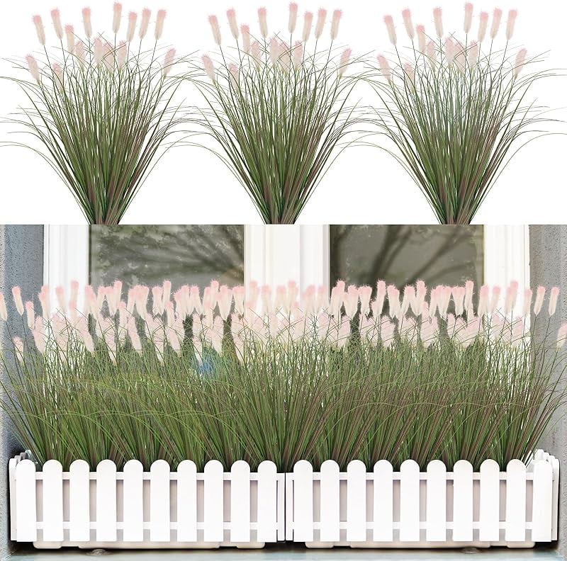 24Pcs Artificial Grass Plants, Faux Shrubs Wheat Grass, Artificial Tall ...