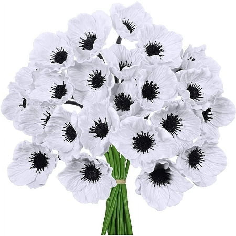 24Pcs Artificial Poppy Flowers PU Silk Poppy Flowers 11 Inch Poppy ...