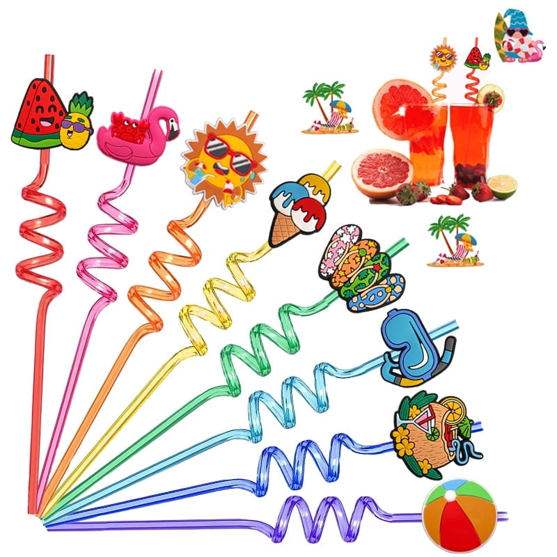 24Pcs Beach Drinking Straws, Summer Pool Beach Party Favors, Crazy ...