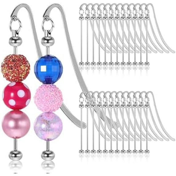 24Pcs Beadable Bookmarks, DIY Metal Bookmark Making Kit, Bar Blank ...