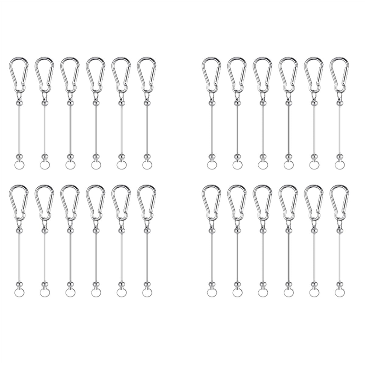 24Pcs Beadable Keychain Bars Silver Bead Bulk DIY Blank Bar for Snap ...