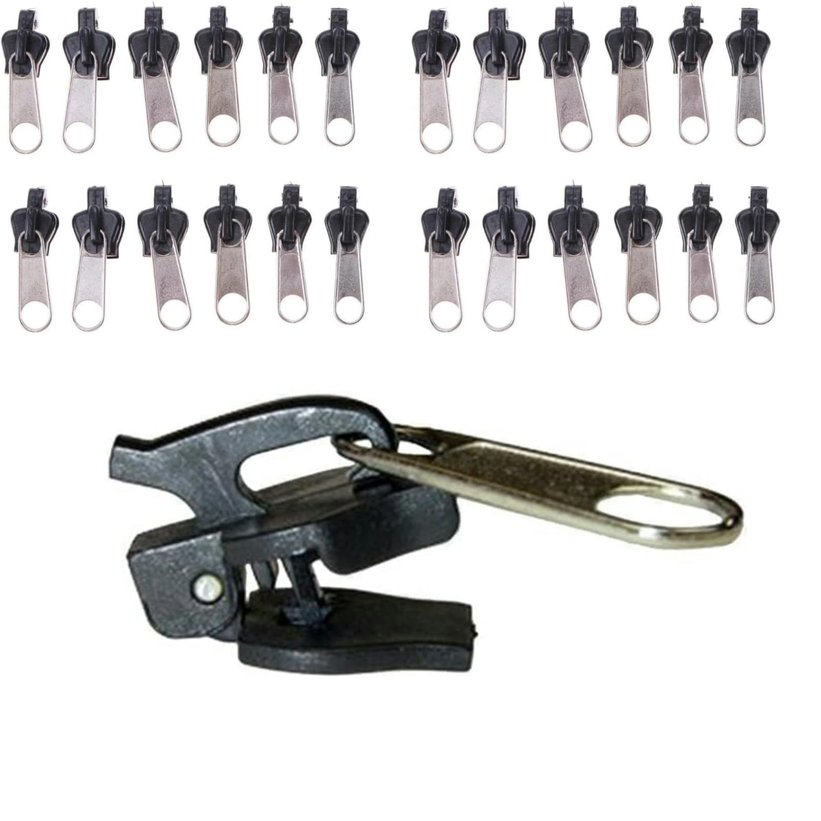24Pcs Black Universal Instant Fix Zipper Repair Kit Zip Slider Teeth ...