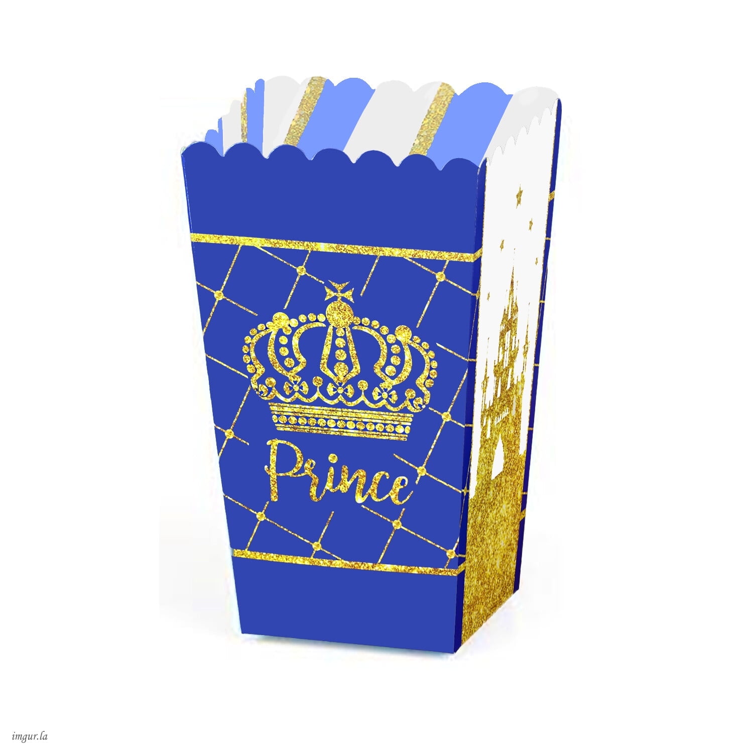 24Pcs Blue and Gold Prince Popcorn Boxes, Royal Prince Charming Baby ...