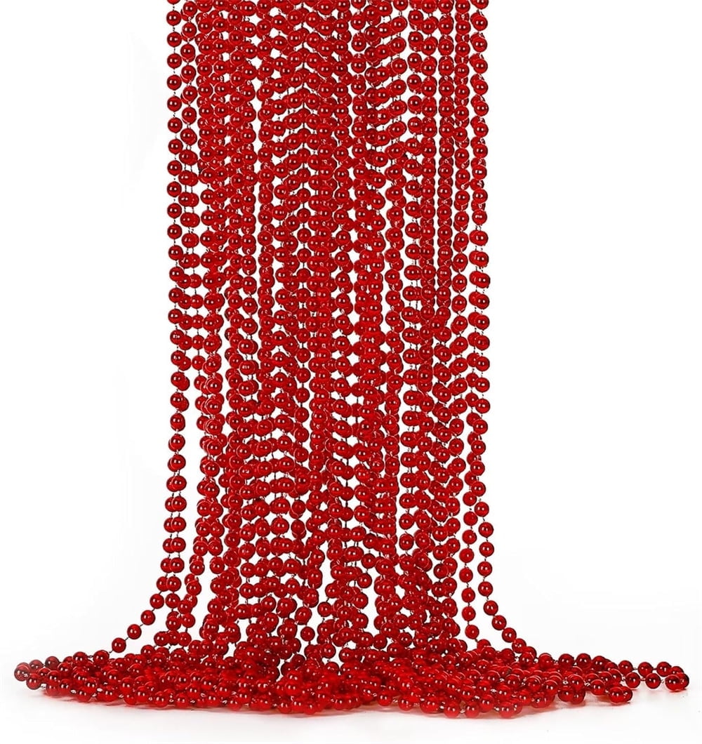 24Pcs Bulk Mardi Gras Beads,Red Beaded Necklace Stuff Set,Christmas ...