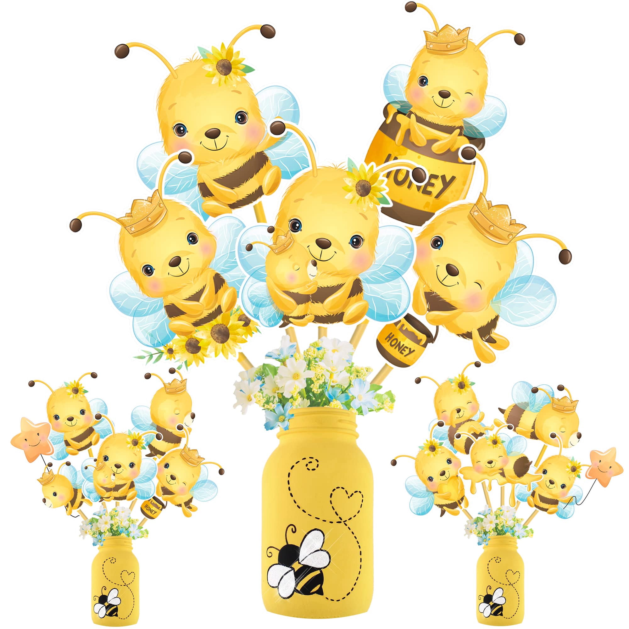 24Pcs Bumble Bee Table Centerpieces Sticks Decoration Cute Cartoon Bee ...