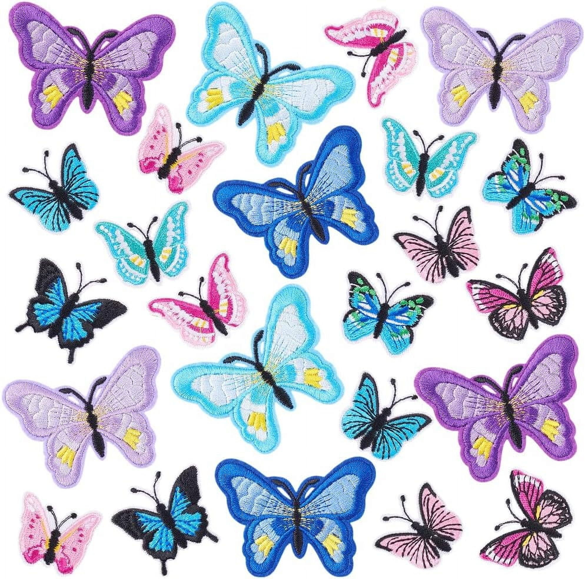 24Pcs Butterfly Patches Applique 12 Styles Butterfly Embroidery Appliques Sew on Patches ...