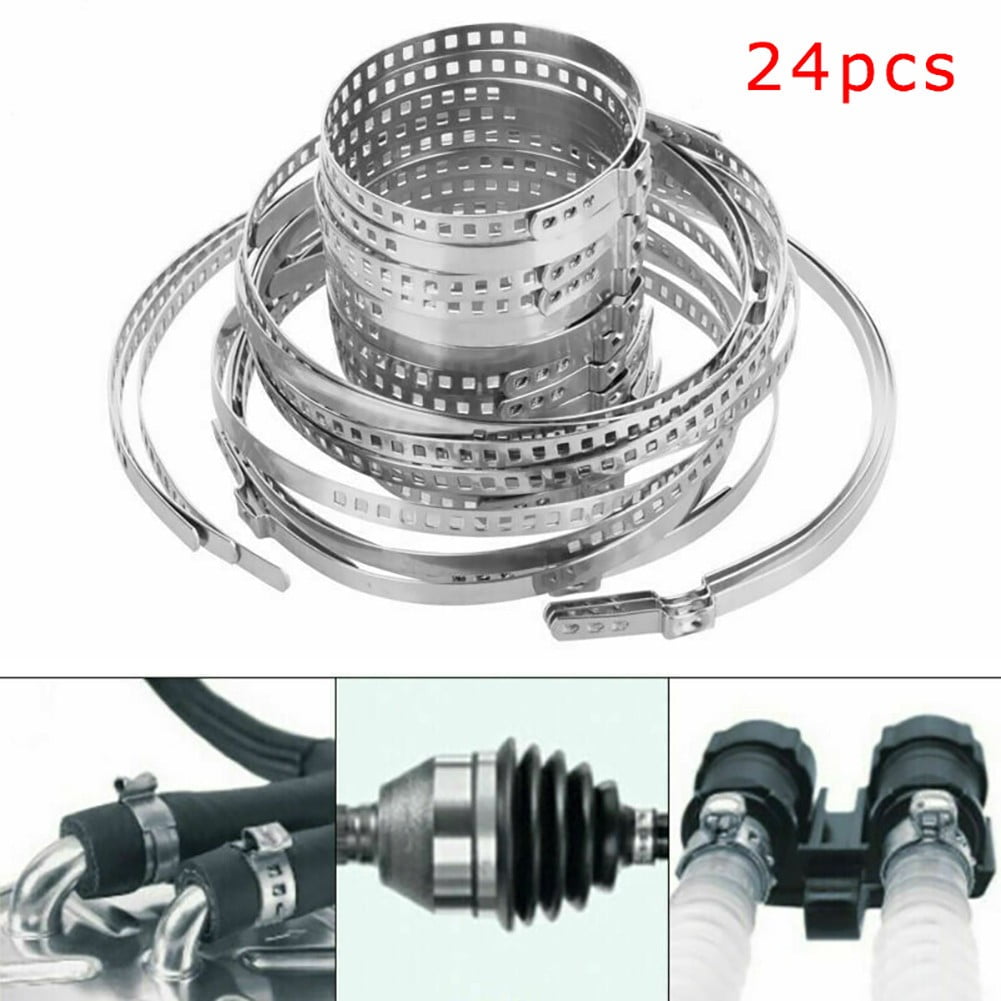 24Pcs Car Small & Large CV Boot Clamps Adjustable Stainless-Steel Drive ...